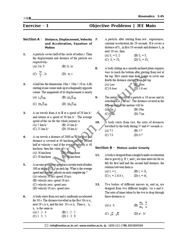 Kinematics@ Motion | PDF | Acceleration | Motion (Physics)