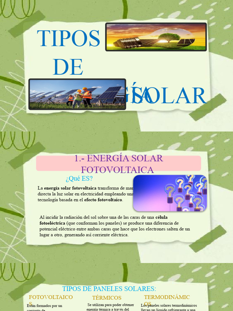 TIPOS DE ENERGÍA SOLAR | PDF | Energía solar | Panel solar