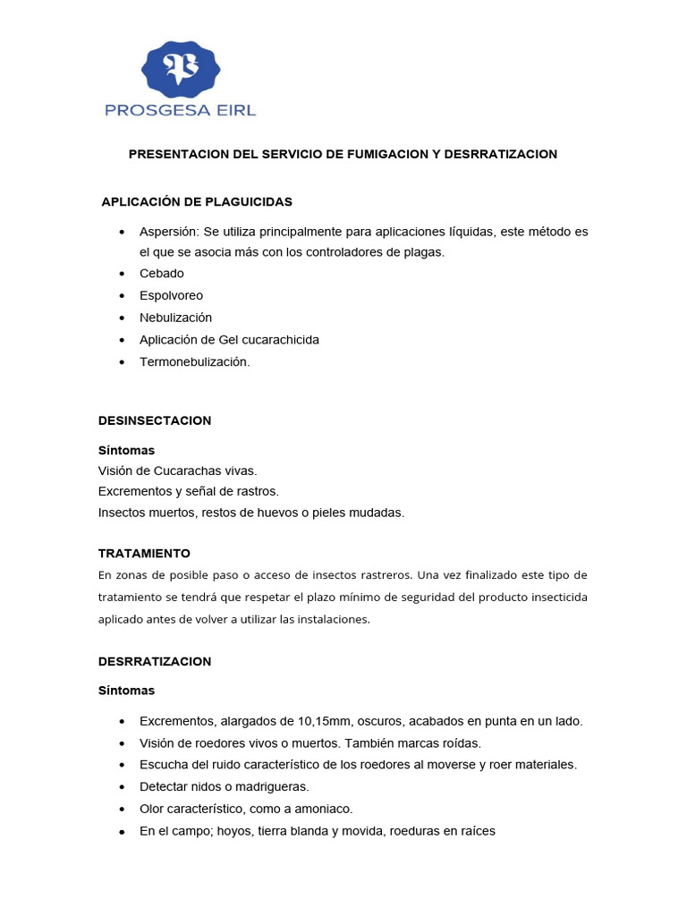 Fumigación y Desratización Efectiva | PDF