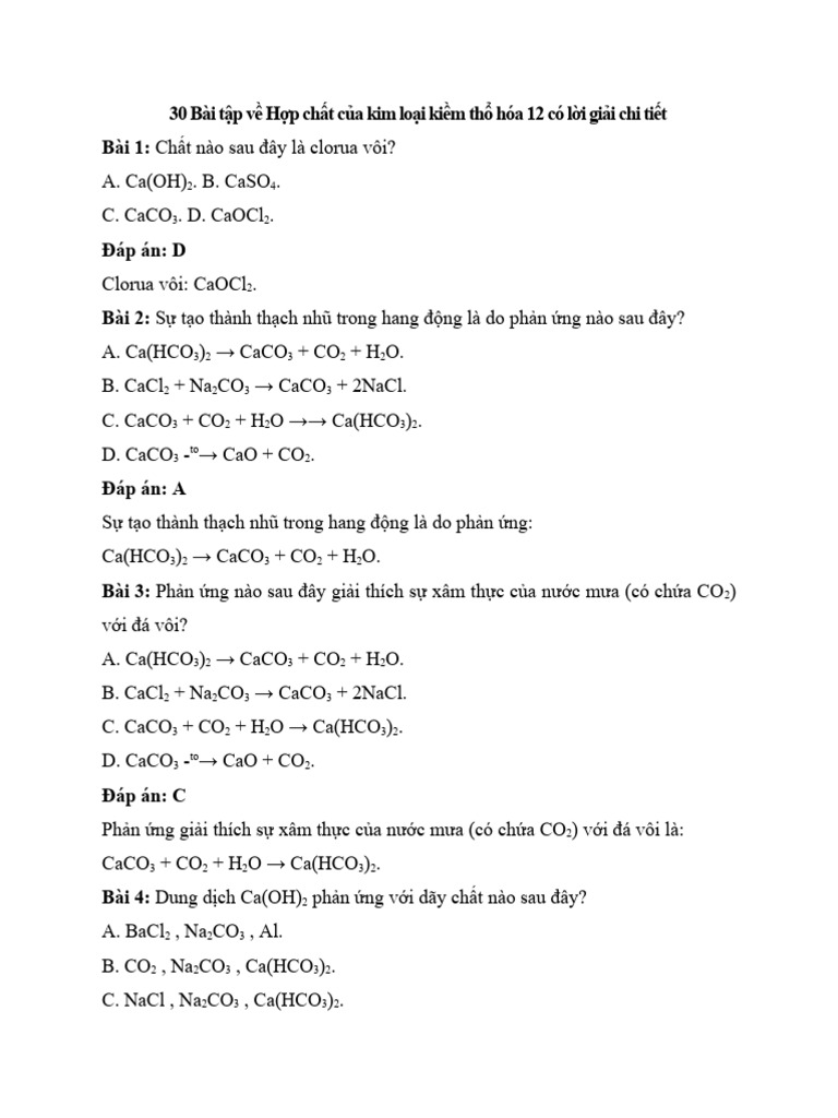 30 Bai Tap Ve Hop Chat Cua Kim Loai Kiem Tho Hoa 12 Co Loi Giai Chi ...