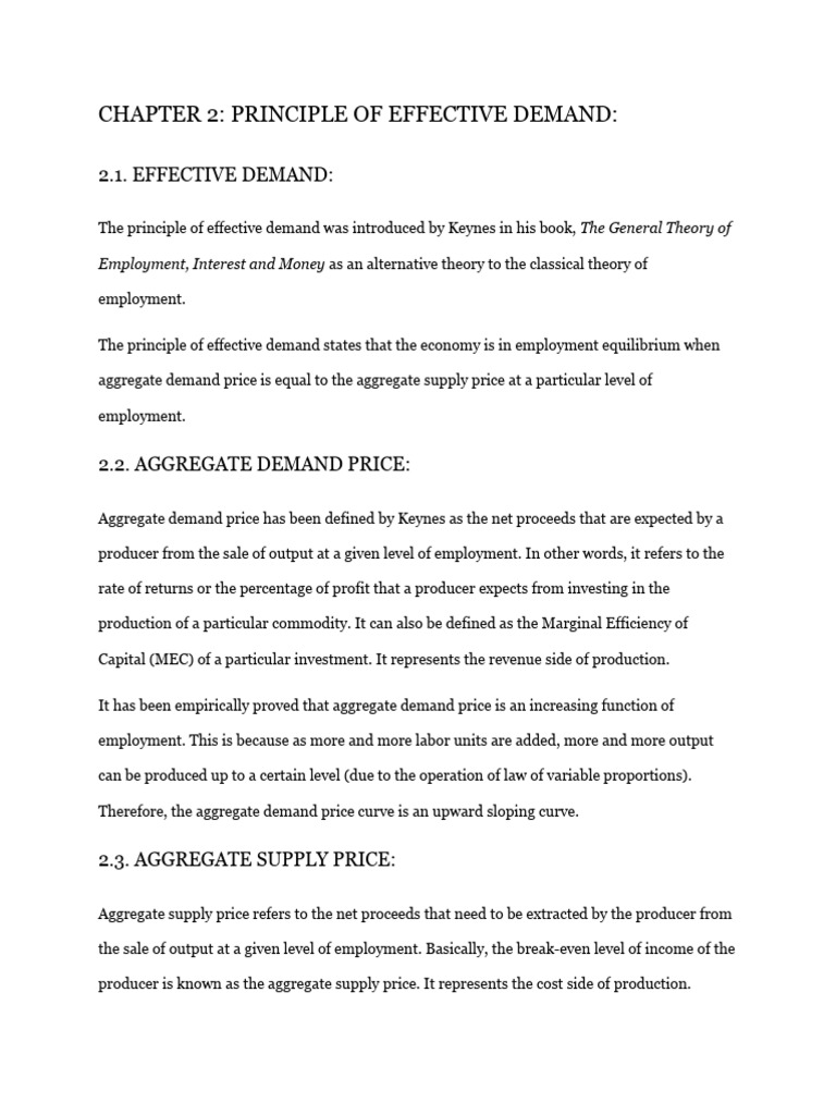 CH.2 The Principle of Effective Demand | PDF | Aggregate Demand ...