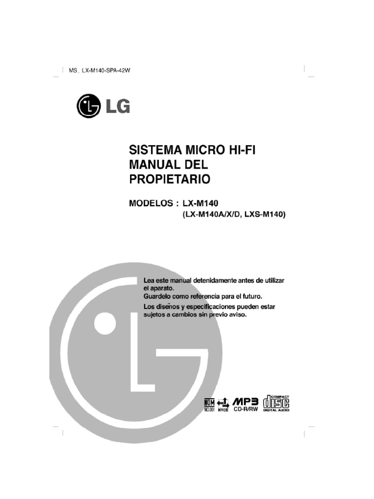 Manual LG LX-M140A | PDF