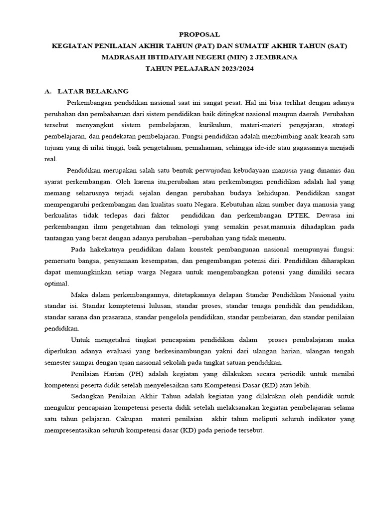 Proposal Pat 2023 - 2024 | PDF | Karier & Perkembangan