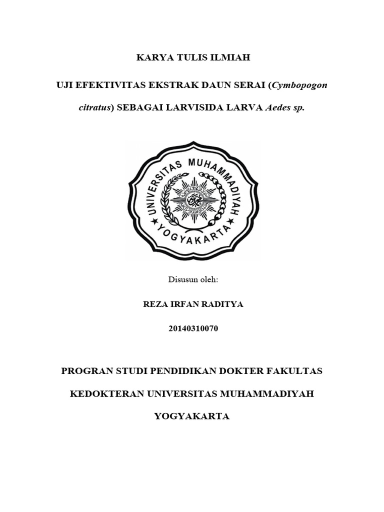 Efektivitas Ekstrak Daun Serai sebagai Larvisida | PDF | Kesehatan Holistik
