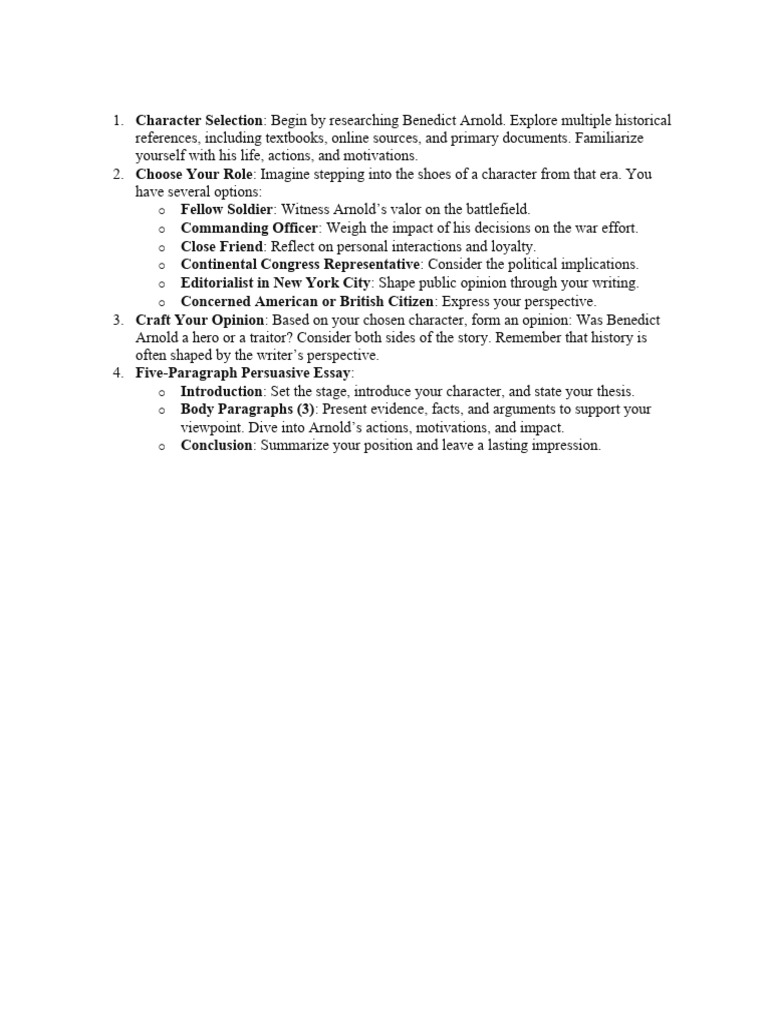 BenedictArnold - Persuasive Writing | PDF | American Revolutionary War ...