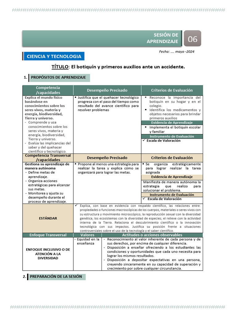 5° U3 Sem3 S6 Cyt-Sesion | PDF | Herida | Primeros auxilios