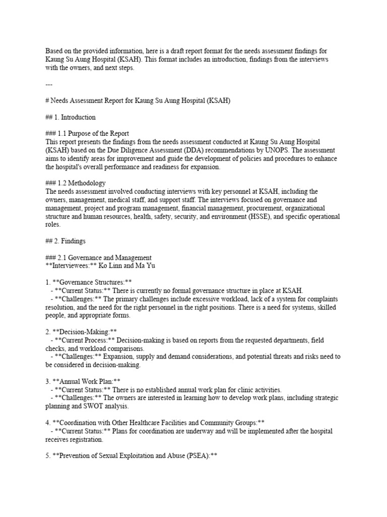 Needs Assessment Report by Chat | PDF | Governance | Needs Assessment
