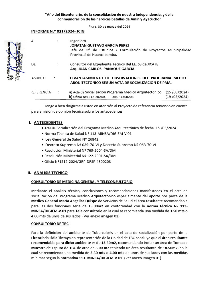 INFORME DE LEVANTAMIENTO DE OBSERVACIONES DEL PROGRAMA MEDICO FUNCIONAL | Descargar gratis PDF ...
