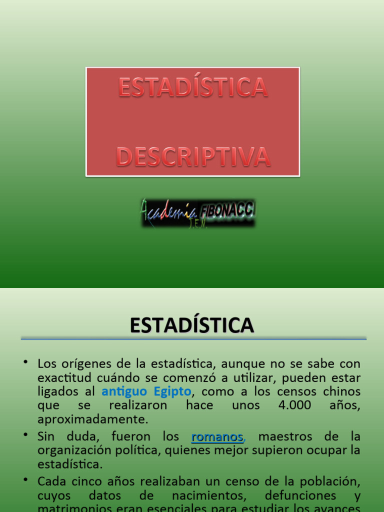Estad+Ìstica Descriptiva-Clase 1 JM | PDF | Estadísticas | Muestreo (Estadísticas)