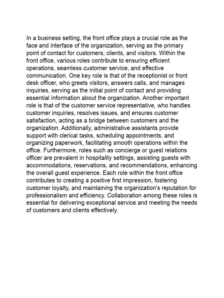 Front Office Procedures | PDF | Career & Growth | Business