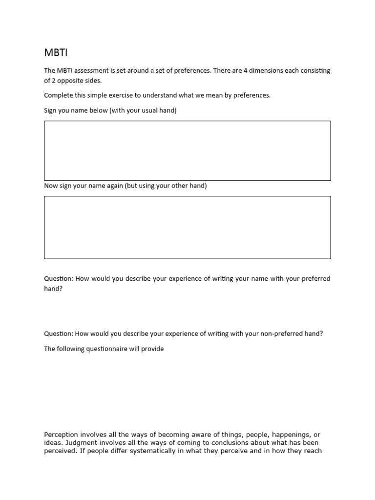 MBTI Questionaire | Download Free PDF | Personality Type | Behavioural ...
