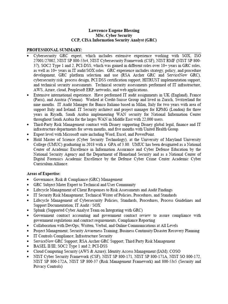 Lawrence Eugene Blessing | PDF | Computer Security | Security