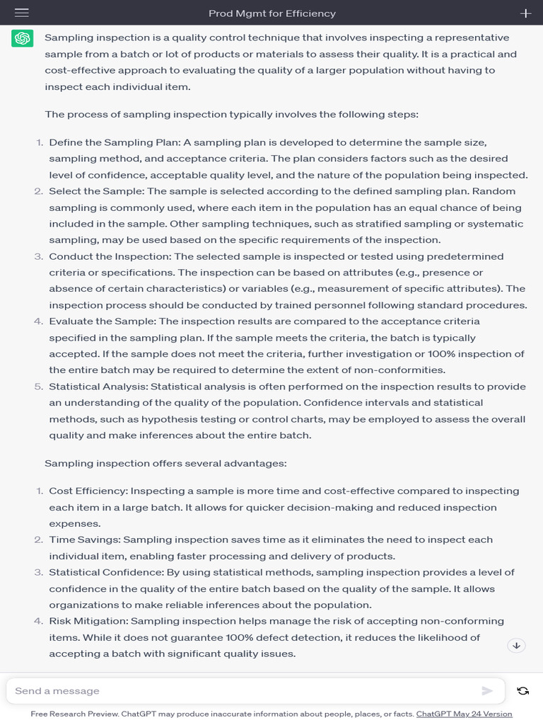 Prod MGMT For Efficiency | PDF | Sampling (Statistics) | Statistics