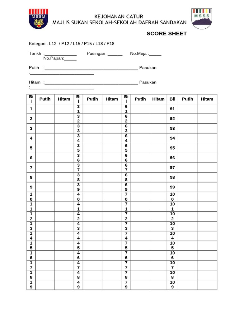 Score Sheet | PDF