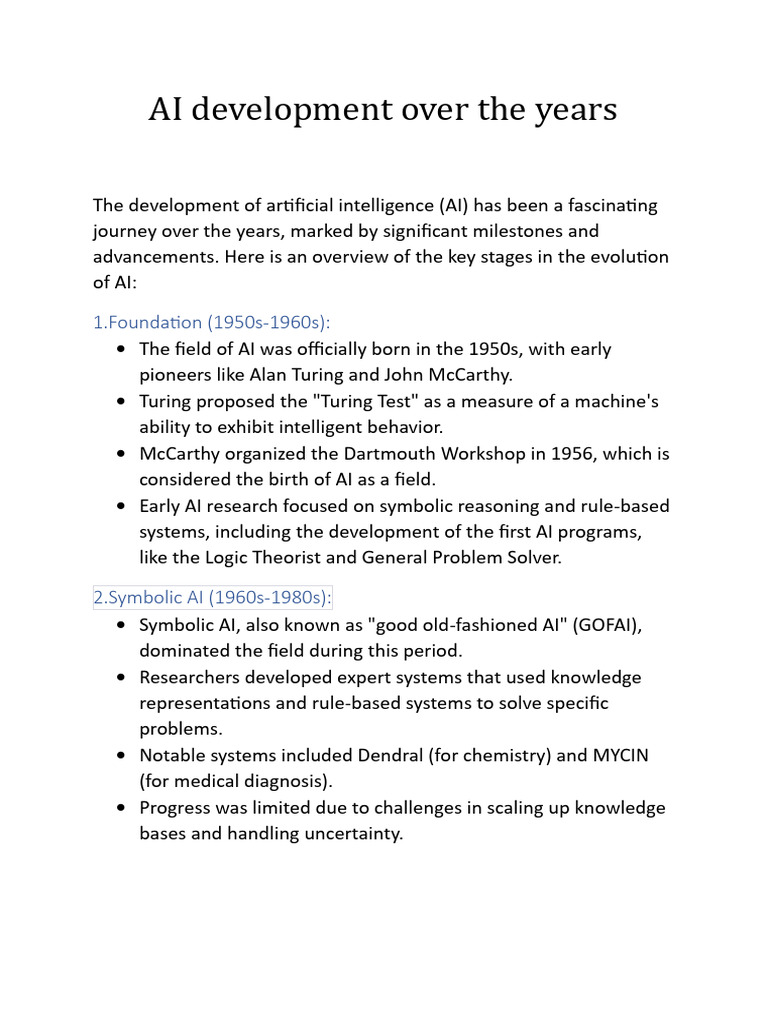 AI Development Over The Years | PDF | Artificial Intelligence ...