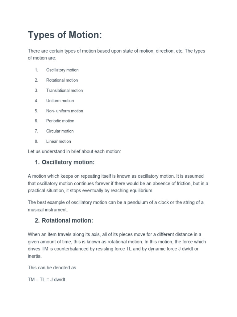 Types of Motion | PDF | Acceleration | Velocity