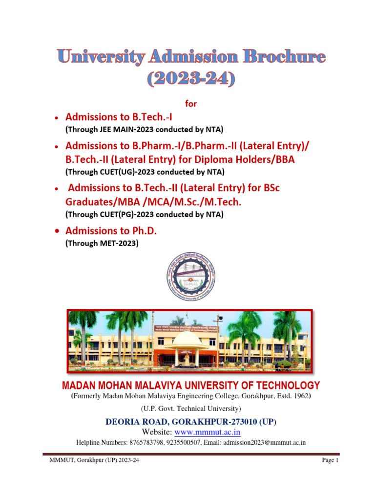 MMMUT Admission Guide 2023-24 | PDF | University And College Admission ...