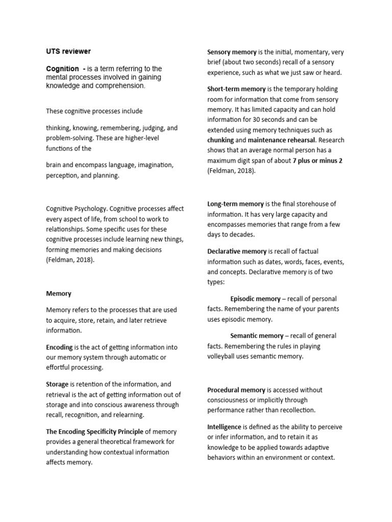 UTS-reviewer | Download Free PDF | Memory | Intelligence
