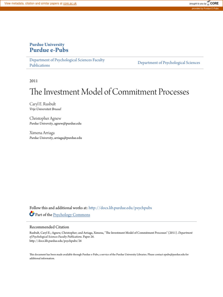 Investment Model Theory (Rusbult) | PDF | Interpersonal Relationships ...