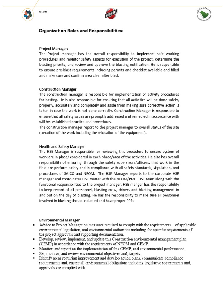 Organization Roles and Responsibilities | Download Free PDF | Safety