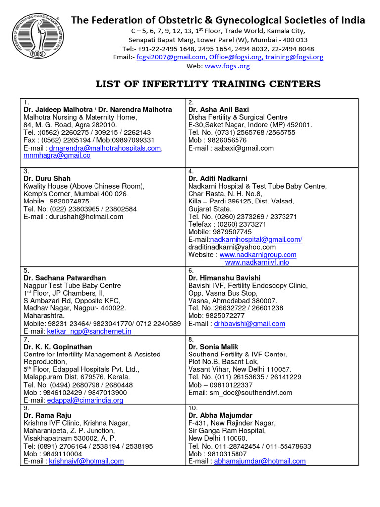 infertility_training_centers_list_2023 | Download Free PDF | In Vitro ...