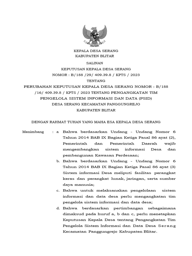 SK Psid Perubahan | PDF