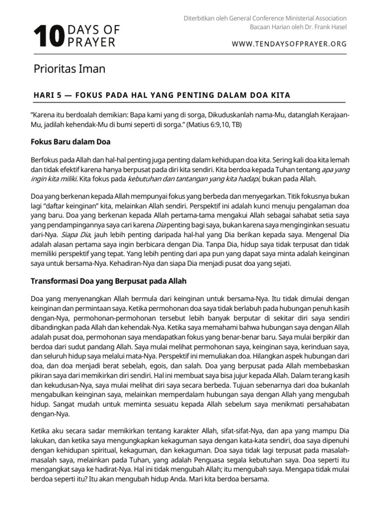L Hari 5 Penuntun Doa 2024 | PDF | Pengembangan Diri | Gaya Hidup