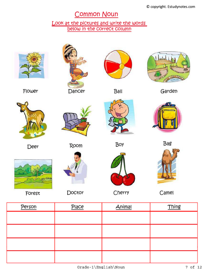 Grade 1 English Worksheet | PDF