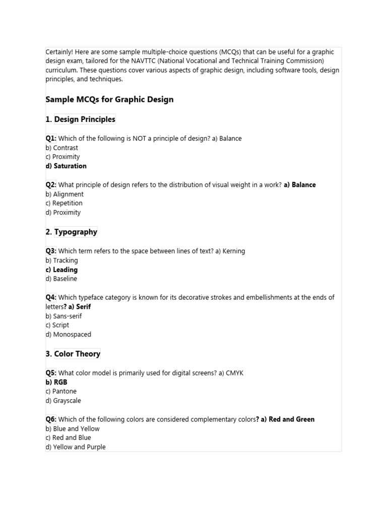mcqs graphic design | Download Free PDF | Typefaces | Image Editing