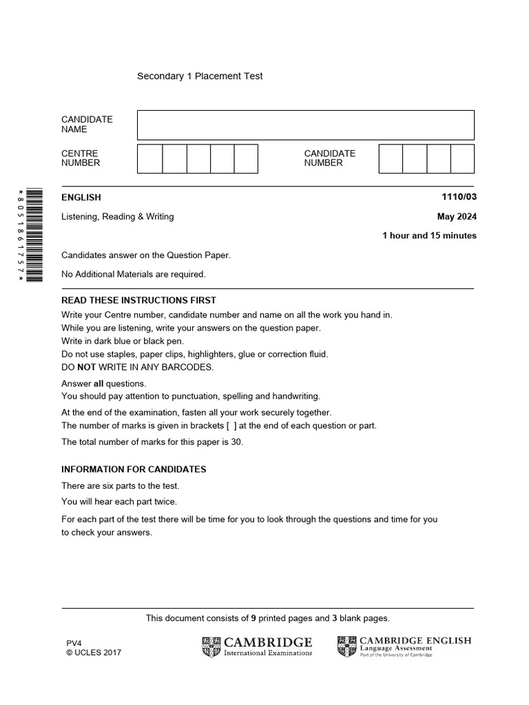 Paper 3 April 2017 Eng 2 Lang Sec1 | PDF