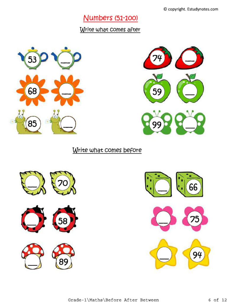 Grade 1 Maths Worksheet - Estudynotes.com | PDF