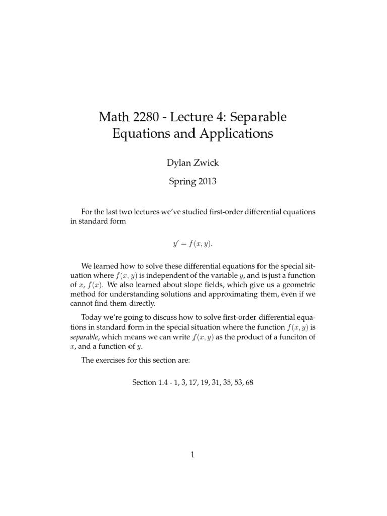 Lecture4 With Examples | Download Free PDF | Equations | Applied ...