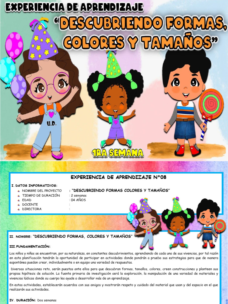 Colores y Formas Expreriencia de Aprendizaje 4 | PDF | Aprendizaje ...