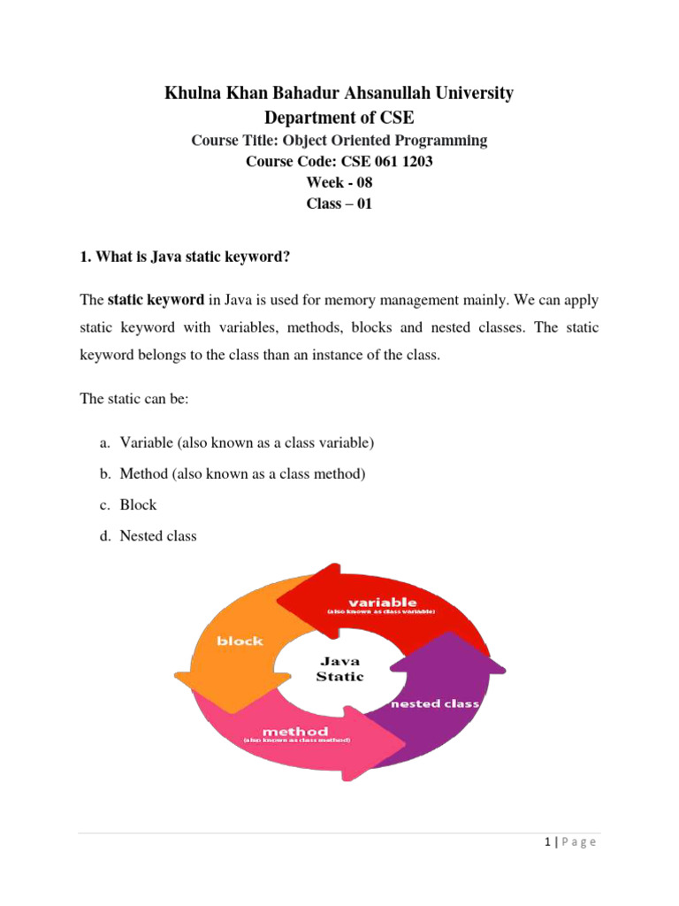 Understanding Java Static Keyword | PDF | Method (Computer Programming) | Class (Computer ...