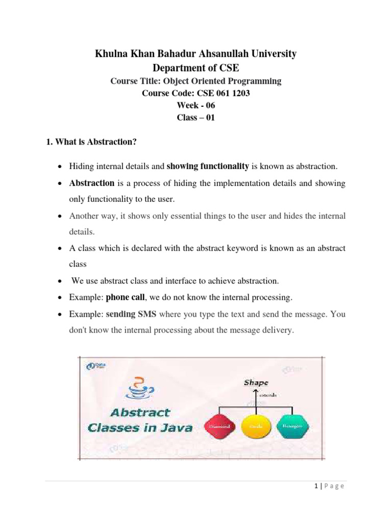 Week 6 Abstraction Pdf Method Computer Programming Class Computer Programming