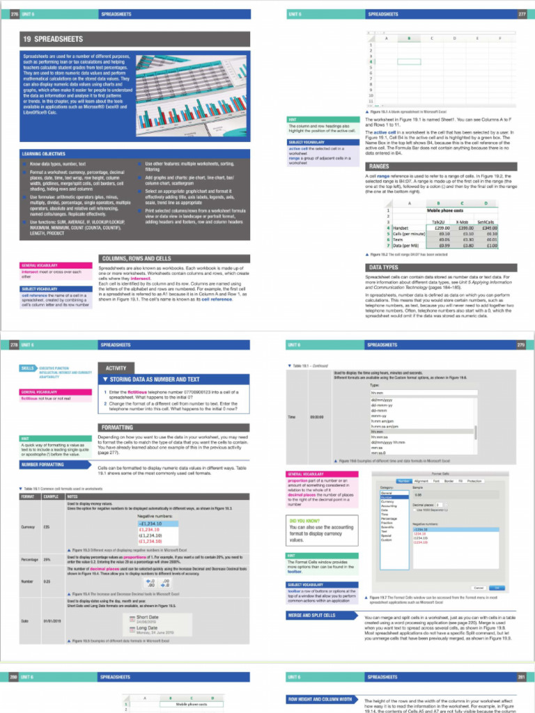 Unit 6f - Software Skills - Spreadsheets | PDF