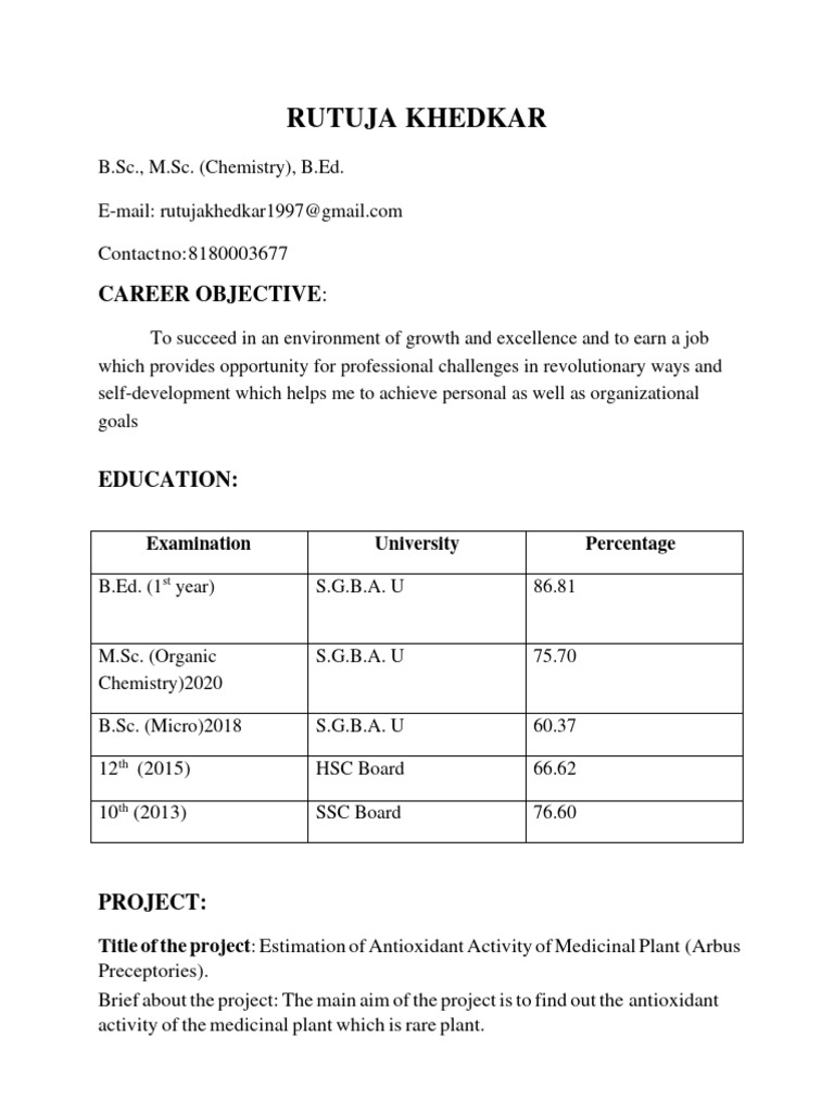 Resume Format | PDF | Art | Science & Mathematics