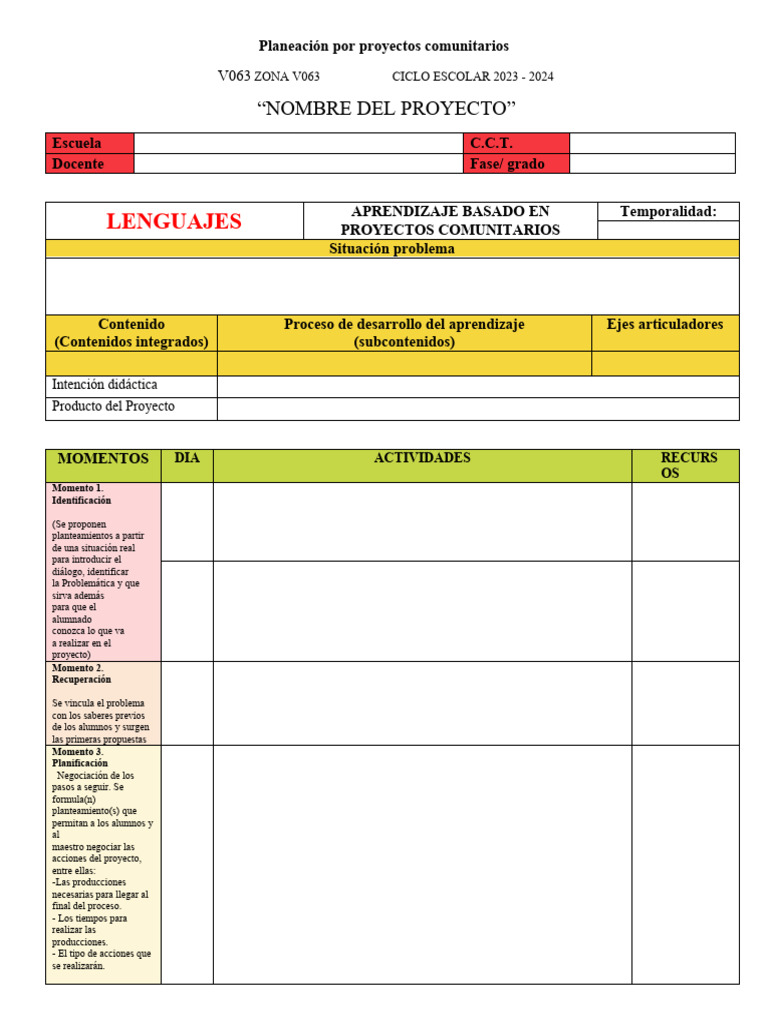 Planeación Por Proyectos COMUNITARIOS | PDF | Planificación | Aprendizaje