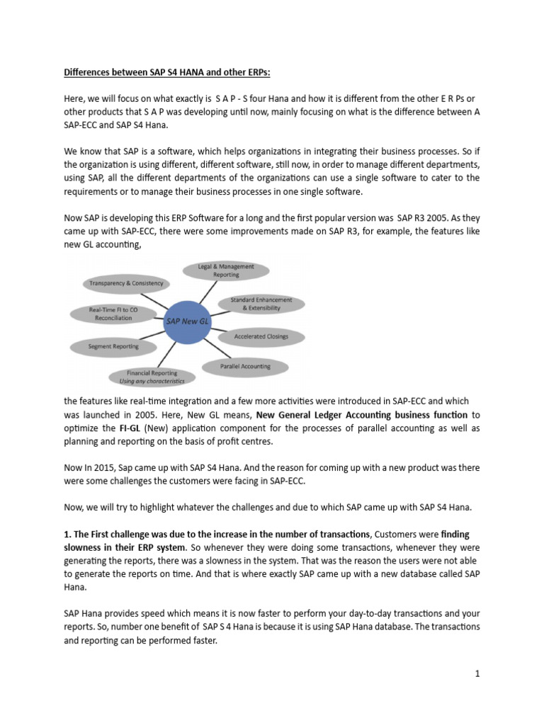 Differences between SAP S4 HANA and other ERPs | Download Free PDF | Information Technology ...