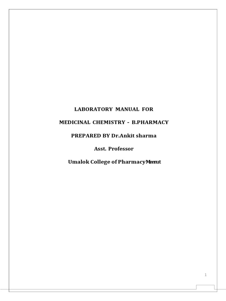 Medicinal Chemistry Lab Manual for B.Pharm | PDF | Chemistry | Titration