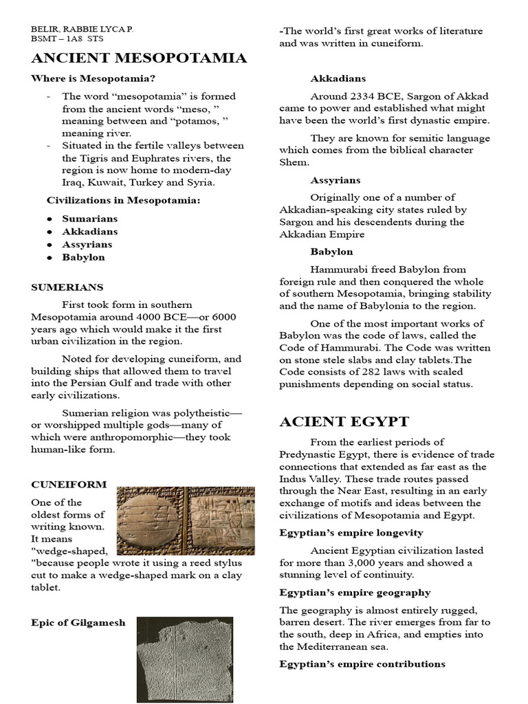 L1 (Ancient Mesopotamia and Egypt) | PDF | Mesopotamia | Babylon