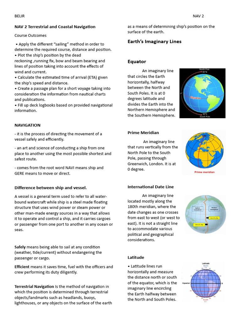 NAV 2 Terrestrial and Coastal Navigation | PDF | Latitude | Longitude