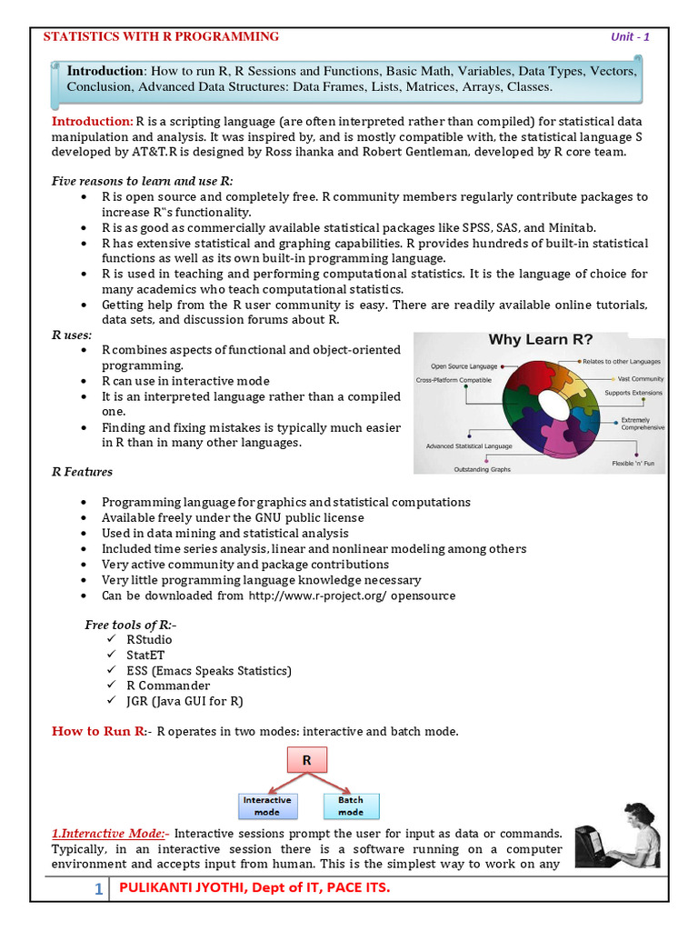 R Programming Unit 1 | PDF | Command Line Interface | Matrix (Mathematics) R Programming Unit 1 | PDF | Command Line Interface | Matrix (Mathematics)