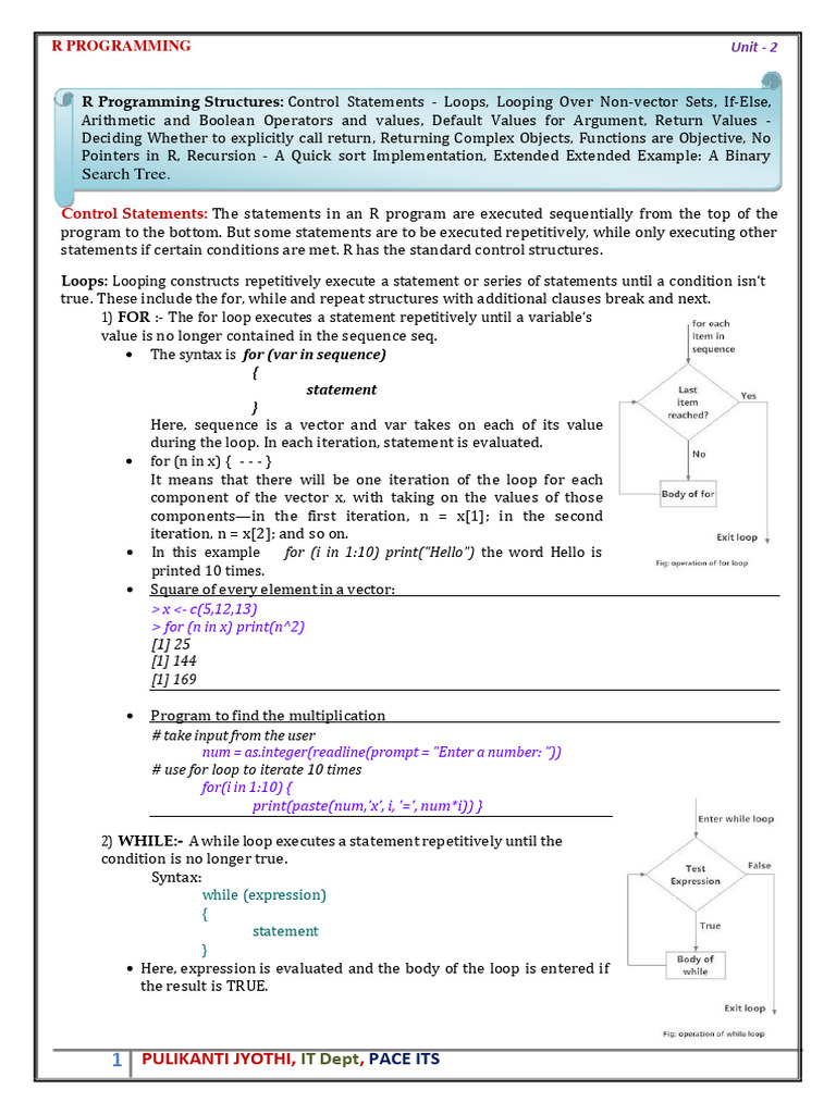 R-Prog Unit-2 | PDF | Control Flow | Software Engineering