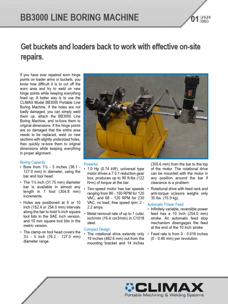 Bb3000 Line Boring Machine: Get Buckets and Loaders Back To Work With ...