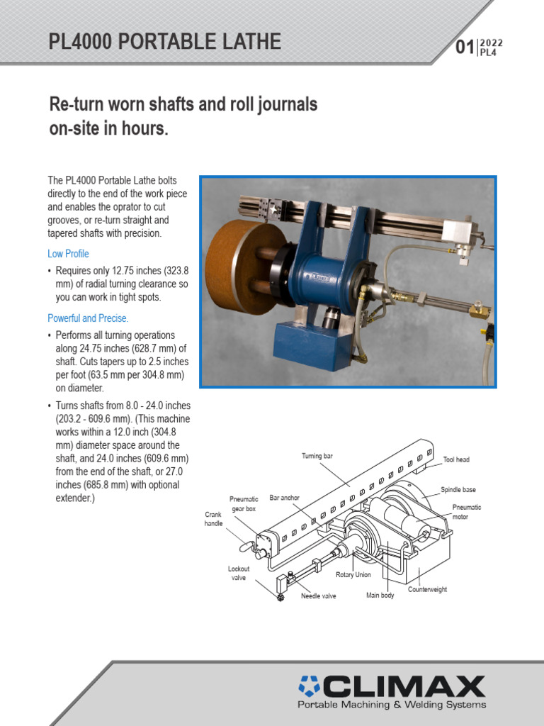 Pl4000 Portable Lathe: Re-Turn Worn Shafts and Roll Journals On-Site in ...