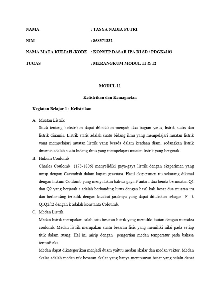 Rangkuman Modul 11 & 12 Tasya Nadia Putri (858571332) | PDF