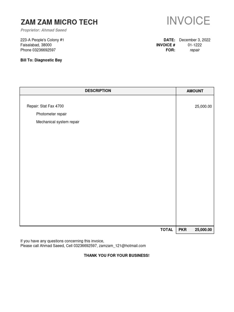 Invoice Diagnostic Bay STAT FAX 4700 | PDF