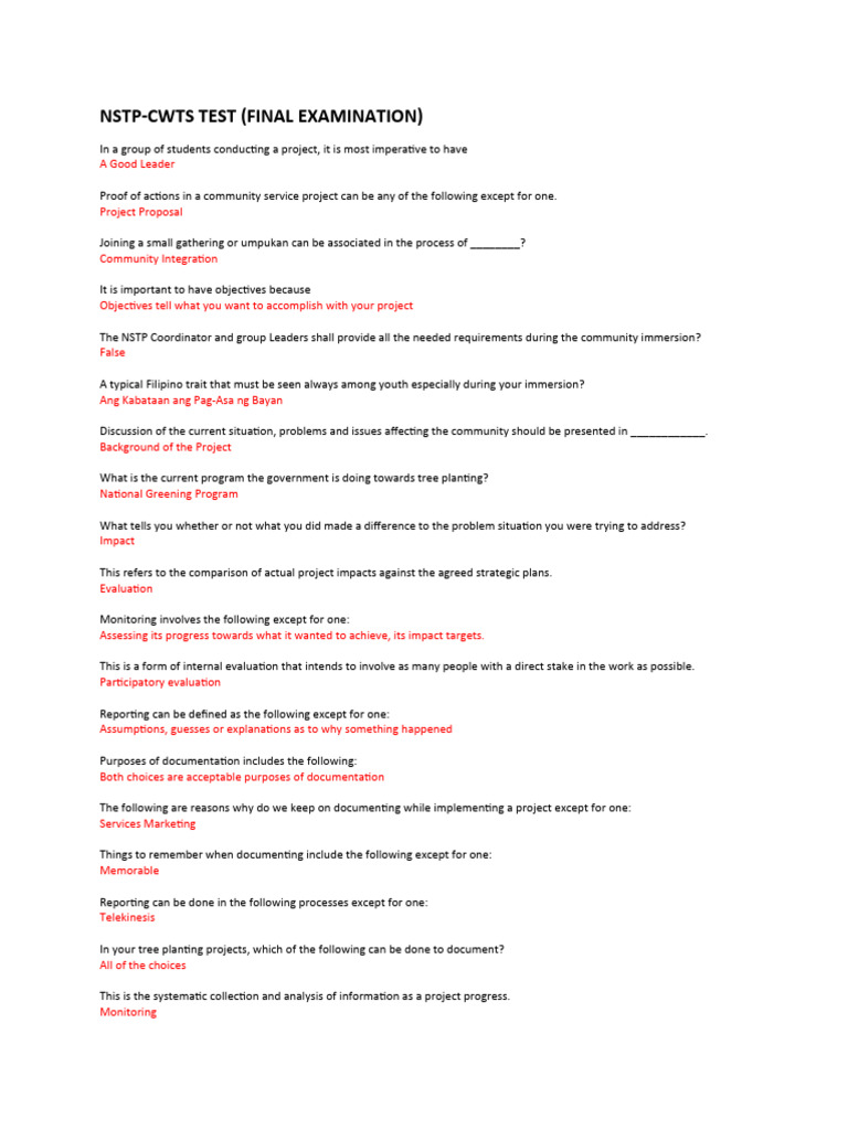 NSTP Final Exam Pointers To Review | PDF | Evaluation | Emergency Management