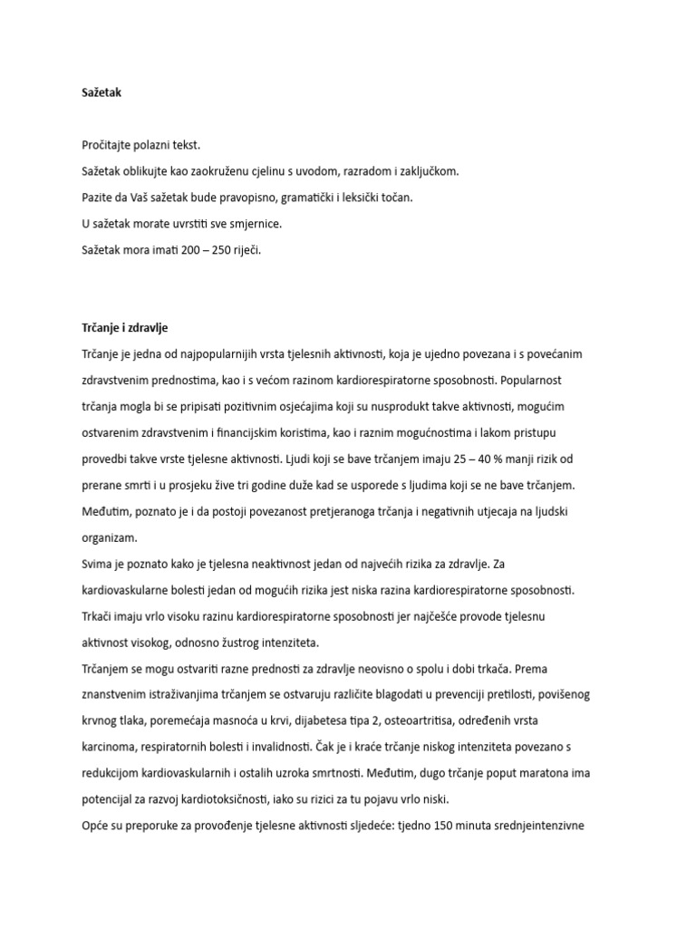 Primjer Izvrsno Napisanog Sažetka | PDF